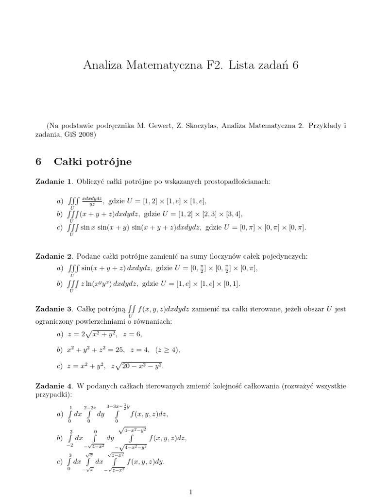 Lista 6 Analiza Matematyczna | PDF