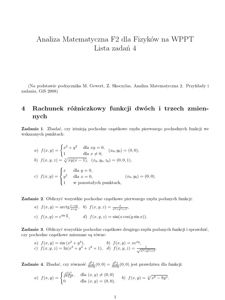 Lista 4 Analiza Matematyczna | PDF