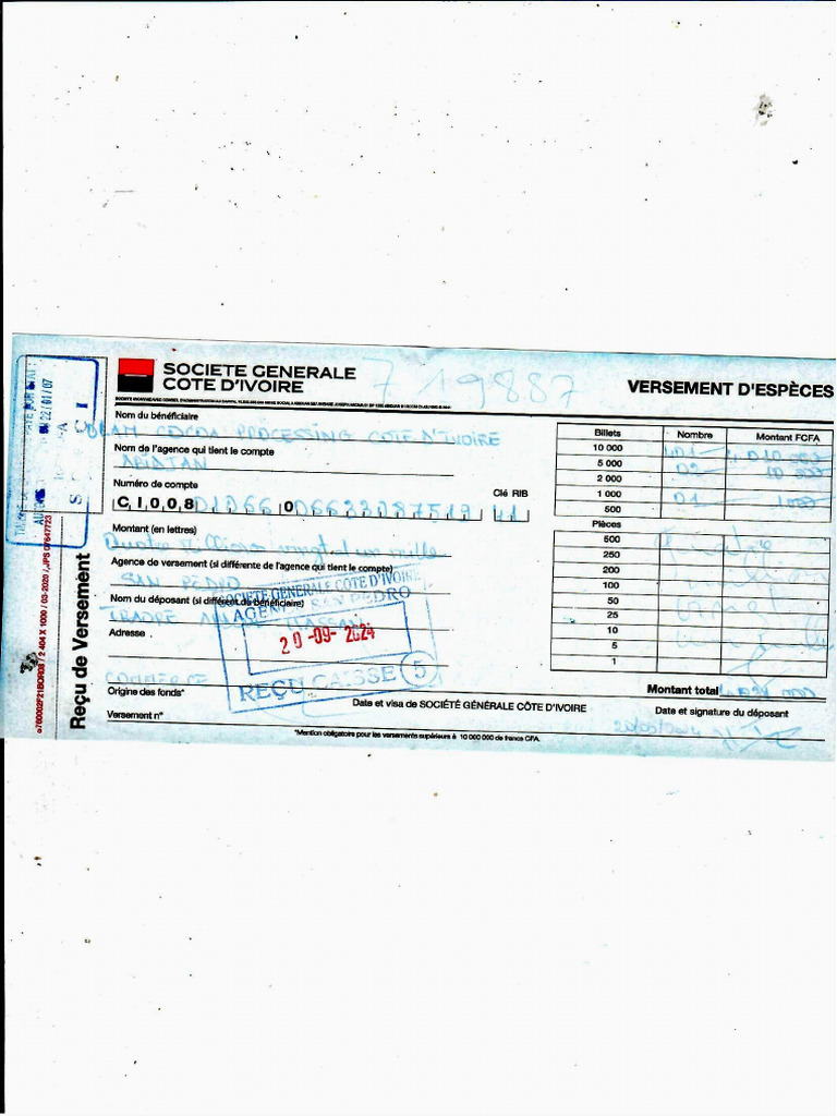 Recu Versement Olam | PDF