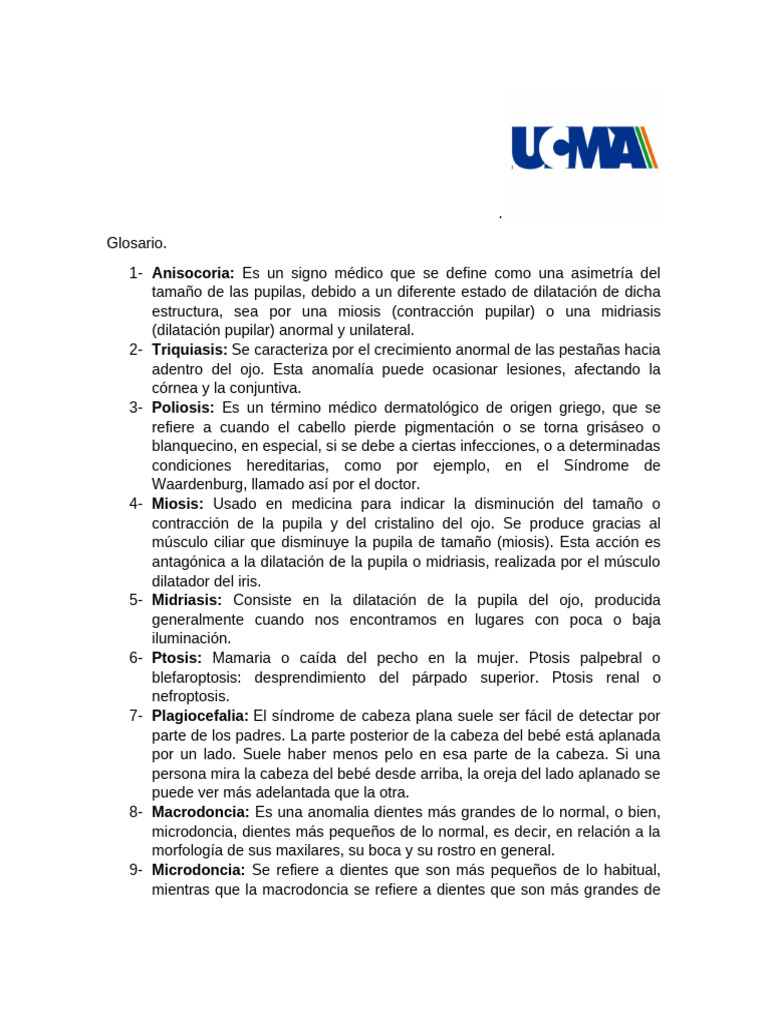 Glosario de Términos Médicos Comunes | PDF | Enfermedades y trastornos ...