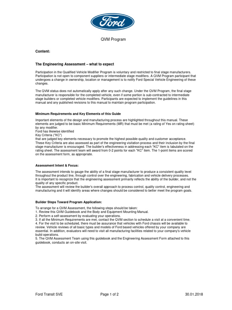 Ford QVM Program Overview and Assessment | PDF | Ford Motor Company ...