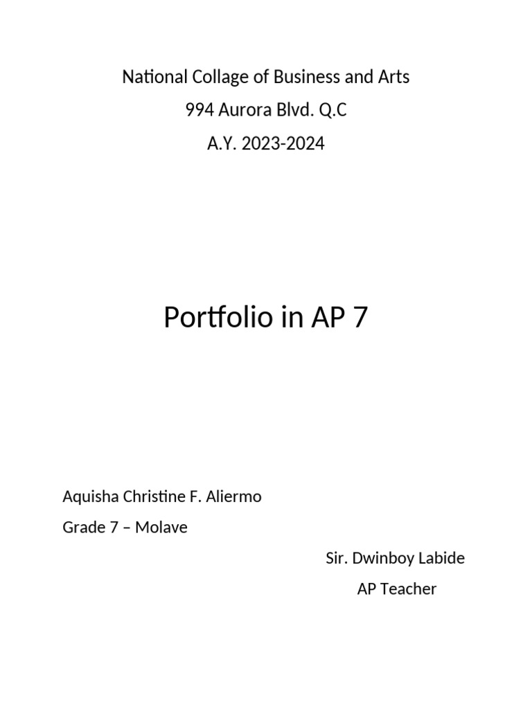 Ncba Ap Portfolio Pdf