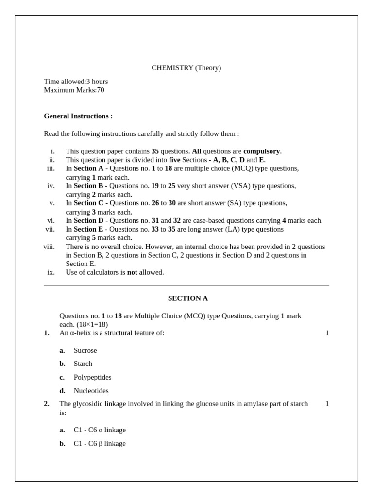 Chemistry Pyq Set 2 2023 | PDF | Chemical Reactions | Transition Metals