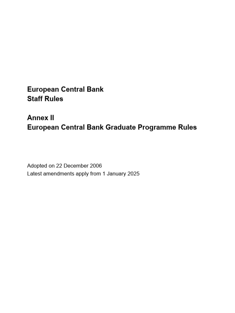 ECB Graduate Programme Rules 2025 | PDF | European Central Bank ...
