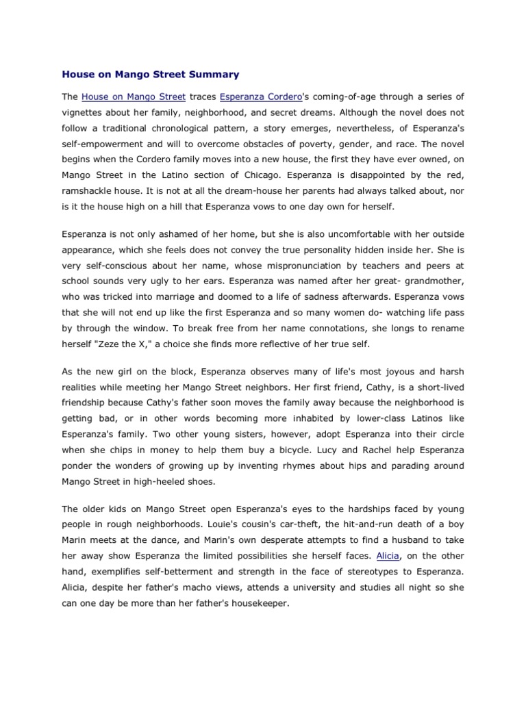 House On Mango Street Summary | PDF