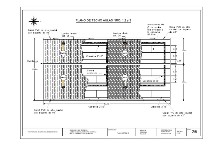 Plano de Techo Aulas en Orica | PDF