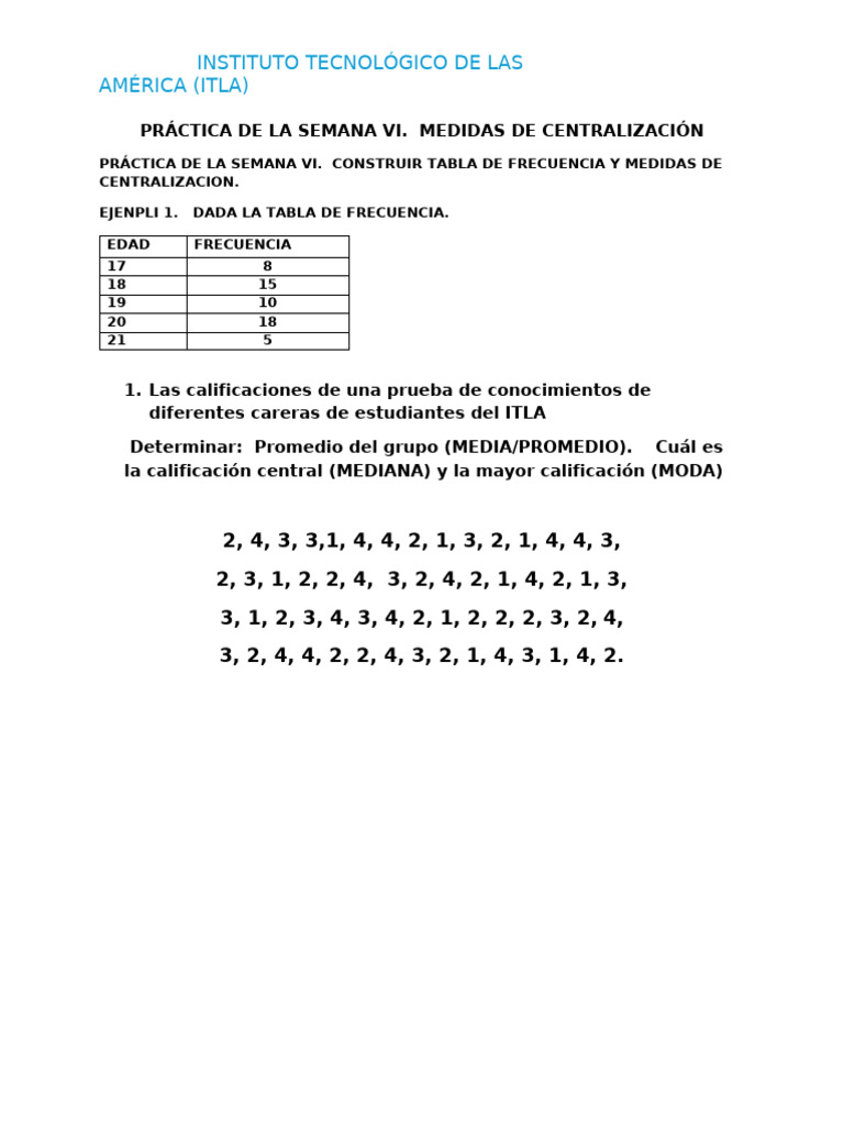 Practica Vi. de Medidas de Centralizacion 2025 J | PDF