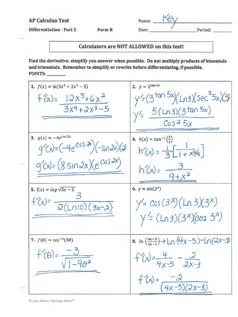 Unit 3 Test Form B Key | PDF