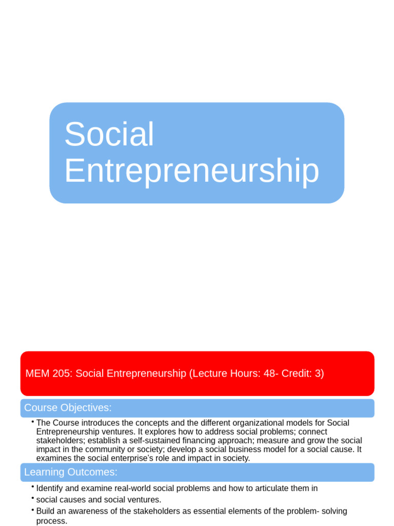 Unit-1 | PDF | Social Entrepreneurship | Entrepreneurship