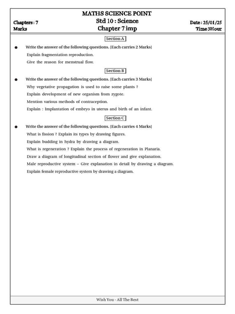Std 10 Science Exam Guide: Chapter 7 | PDF