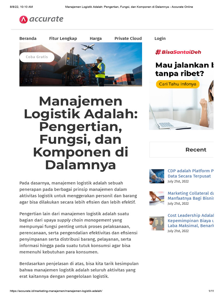 "Panduan Manajemen Logistik" | PDF