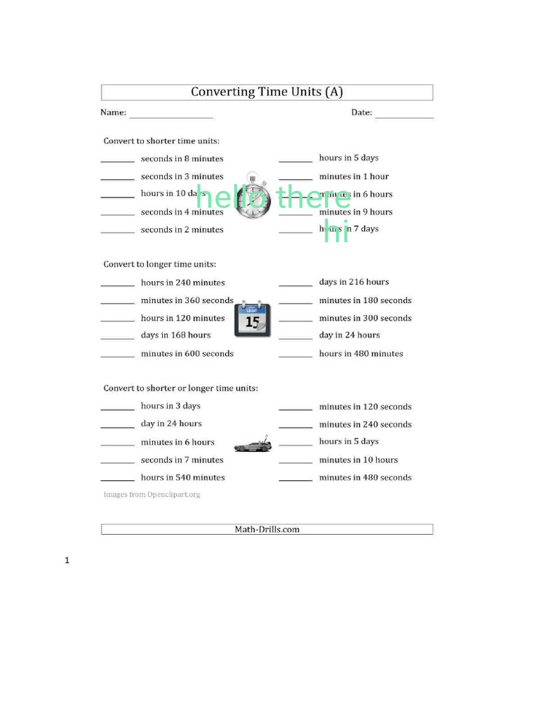 Grade 5 Time Worksheet | PDF