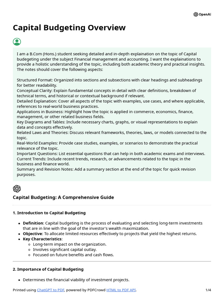 Capital Budgeting Comprehensive Guide Pdf Net Present Value