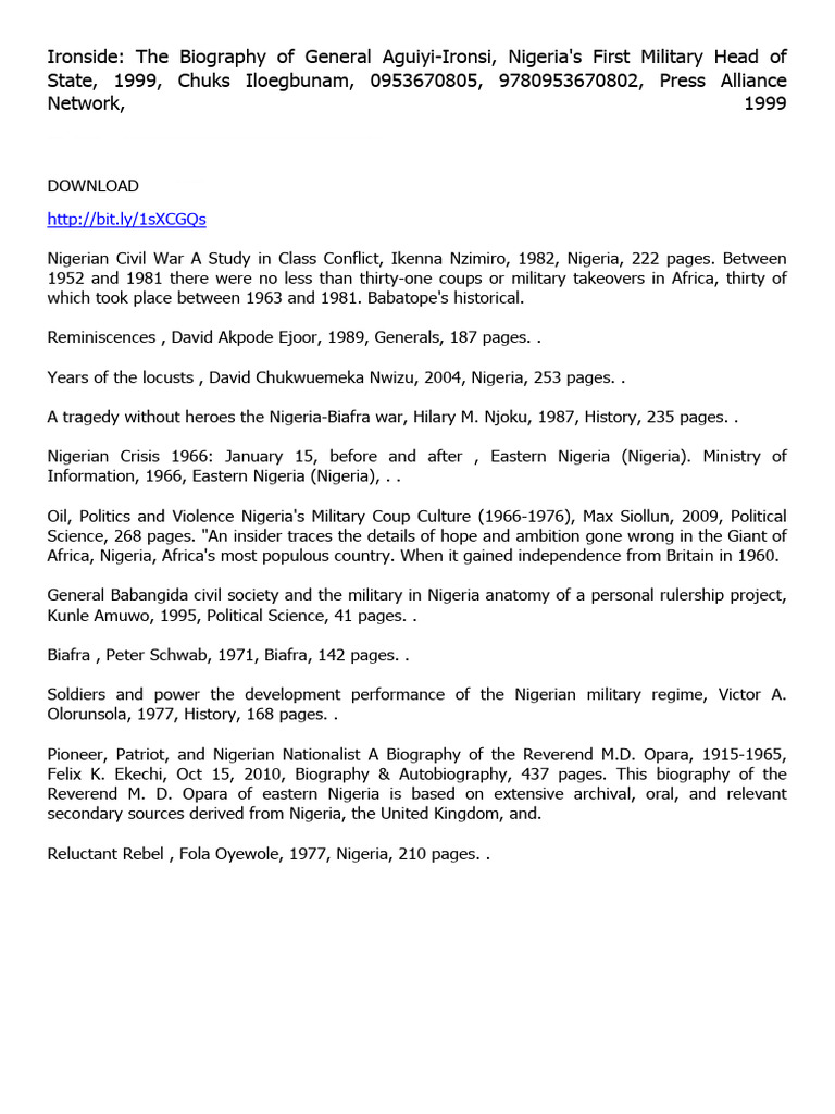 Biography of General Aguiyi-Ironsi | PDF | Nigeria