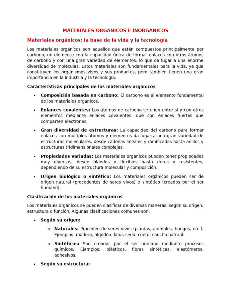 Comparativa de Materiales Orgánicos e Inorgánicos | PDF | Lentes | Rieles