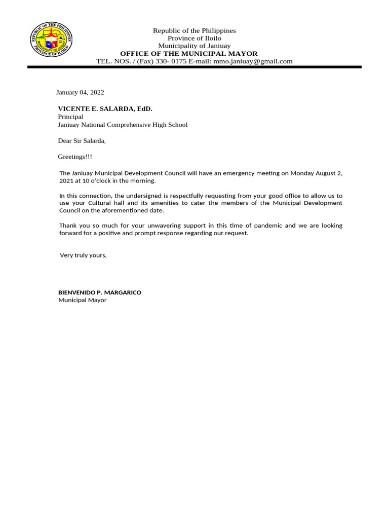 Letter JNCHS MDC Meeting | PDF