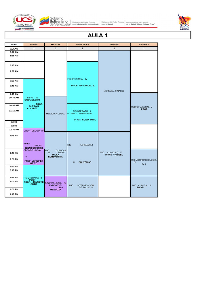 Libro1 Horario Guara #1 | PDF