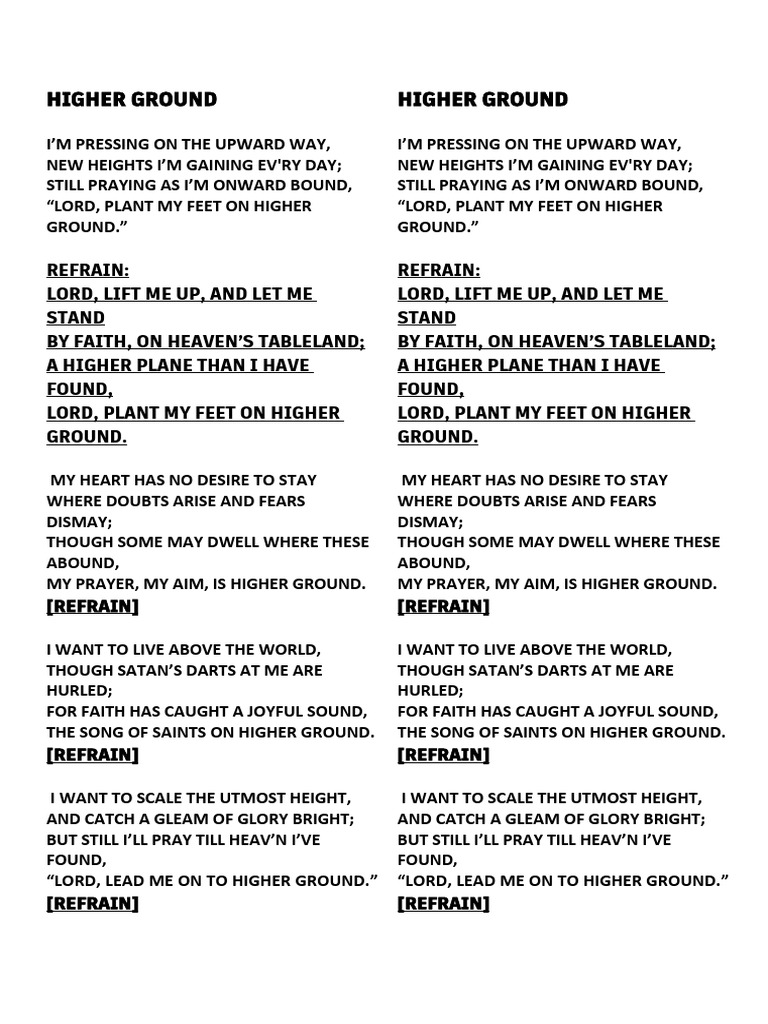 Higher Ground Hymn Lyrics | PDF