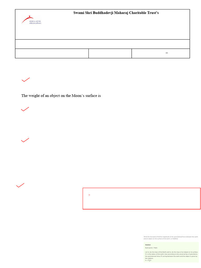Class Ix Science Worksheet No. 9a | PDF | Weight | Force