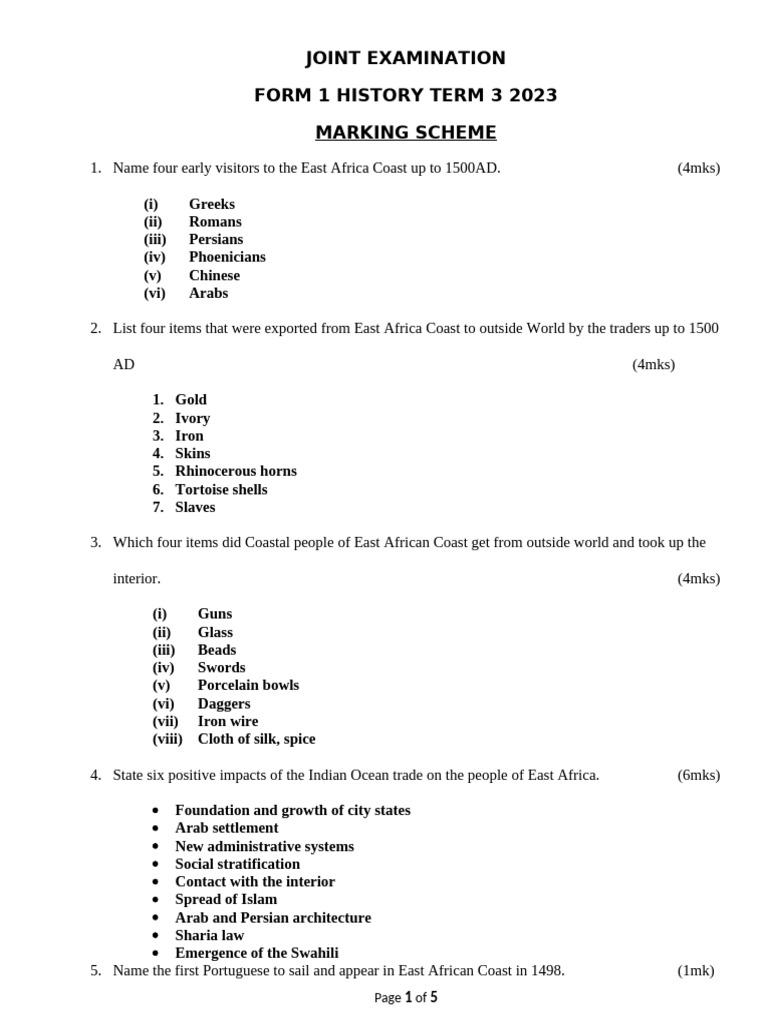 F1-HIST-MST-2024-TEACHER.CO_.KE_ | PDF | East Africa | Missionary