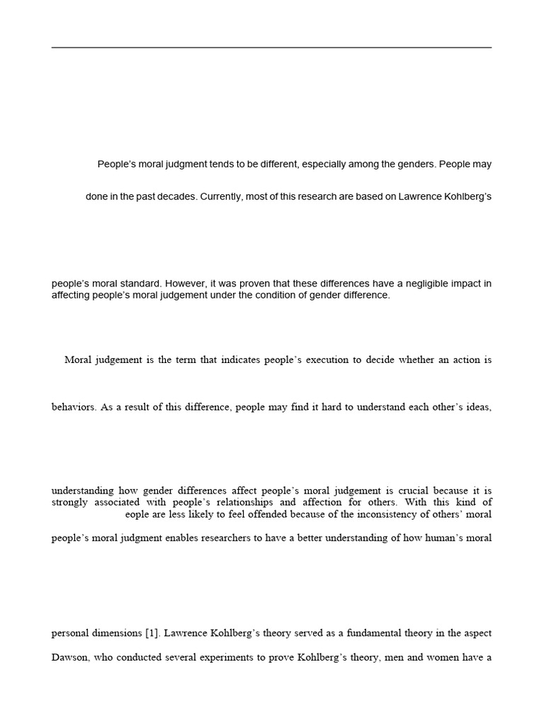 Gender Differences in Moral Judgement and Relevant | PDF | Morality ...