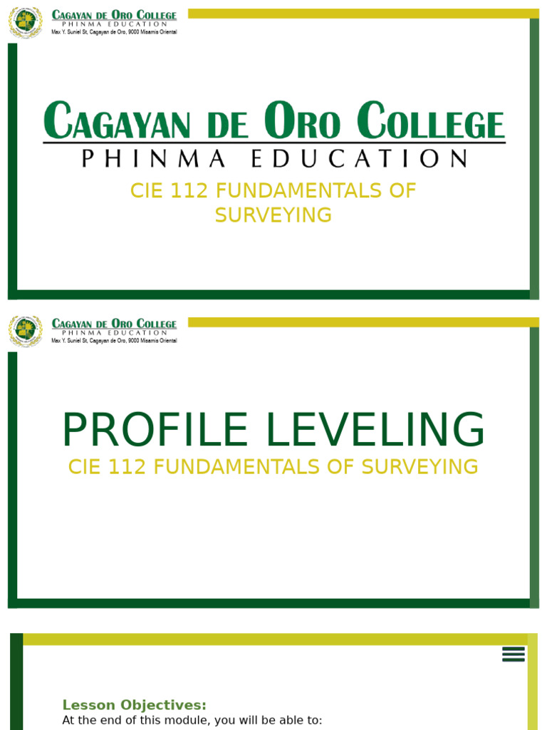 CIE-112-LESSON-9-PROFILE-LEVELING | PDF