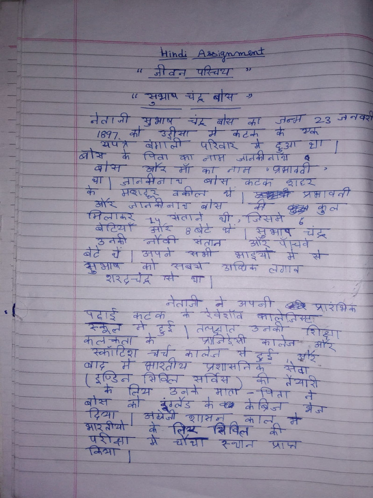 Hindi Assignment Class 9B | PDF