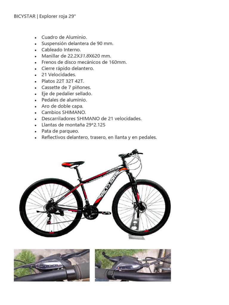 Bicicleta BICYSTAR Explorer 29" Roja | PDF
