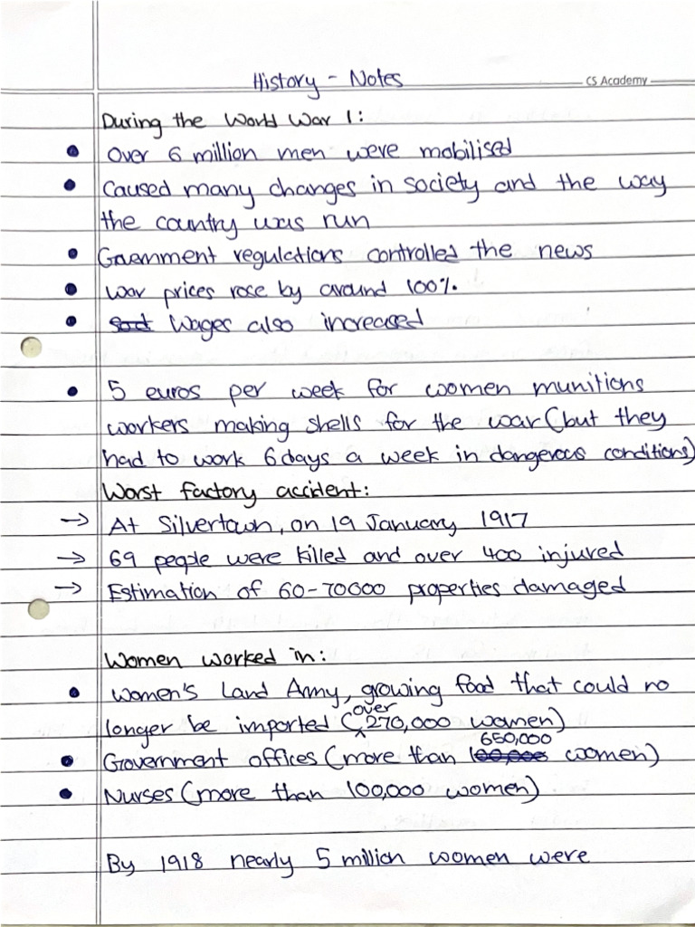 Histroy Notes 1.11 - 1.15 The Great War | PDF