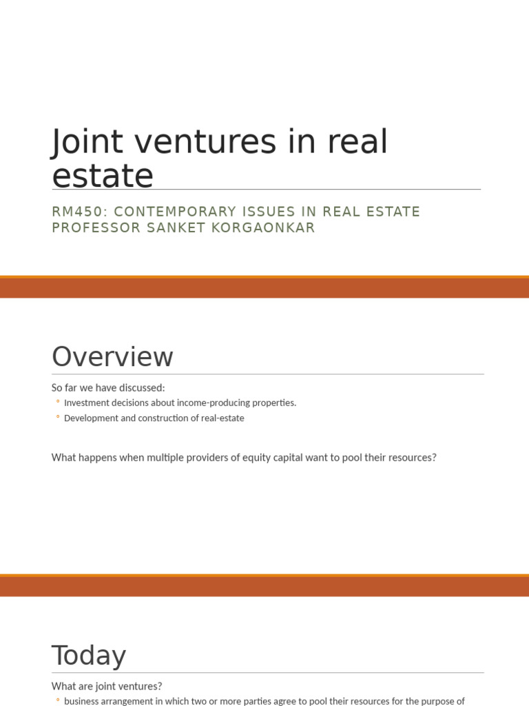 Understanding Real Estate Joint Ventures | PDF | Partnership | Limited ...
