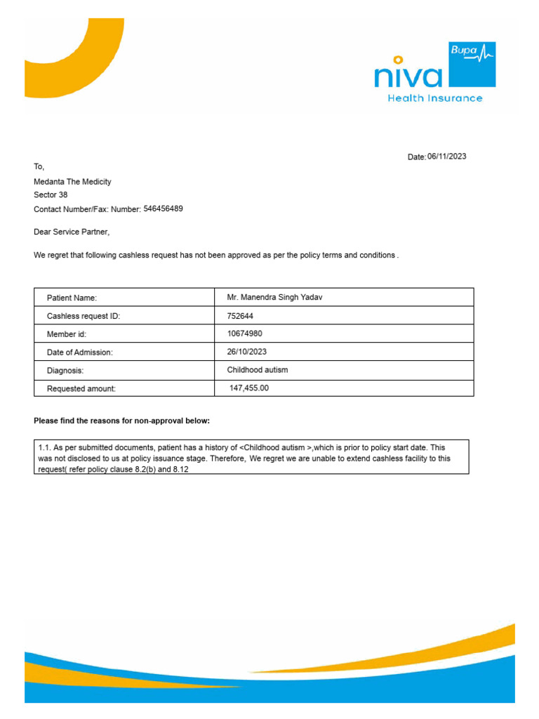 Cashless - Request - Not - Approved - 752644 - Manendra Singh Yadav ...