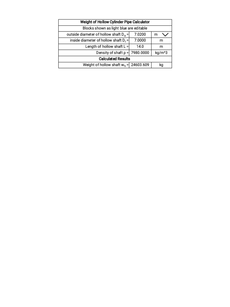 Hollow Cylinder Weight Calculation Tool | PDF