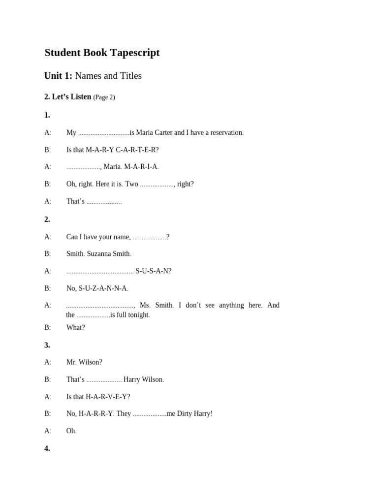 Student Book Tapescript | PDF