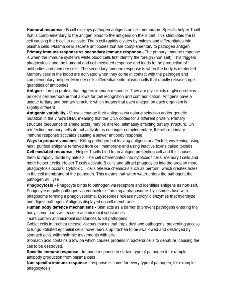 The Immune Response A Level Biology | PDF | Immune System | Hiv