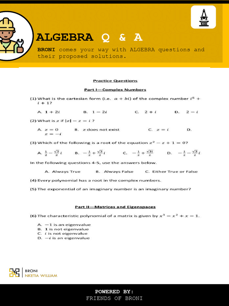 Algebra Questions and Solutions Guide | PDF