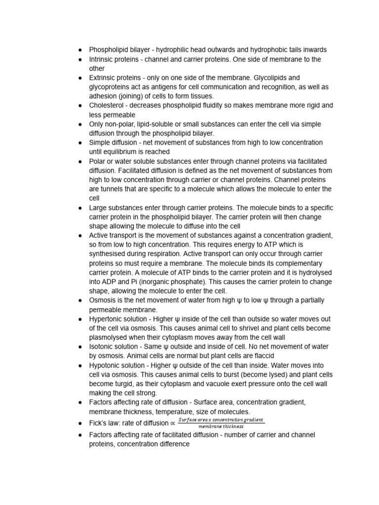Transport Across Membranes A Level Biology | PDF | Cell Membrane | Osmosis