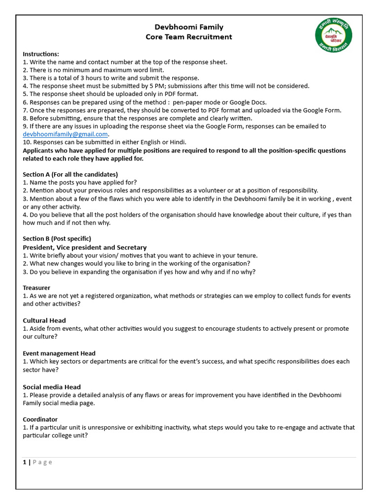 Devbhoomi Recruitment - 2024 | PDF