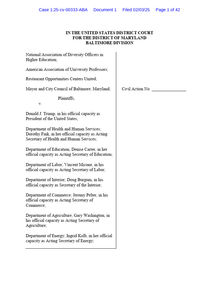 Challenge to Trump's DEI Executive Orders | PDF | Lawsuit | Social Exclusion