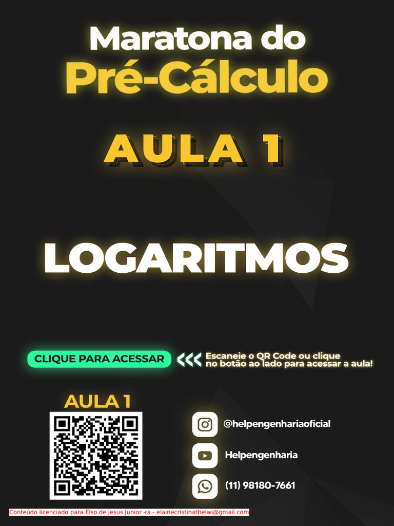 Aula 1 Aula 1 Aula 1 Aula 1: Logari Tmos | PDF