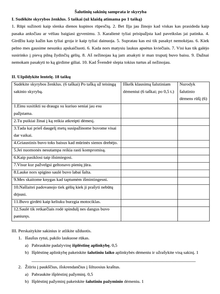 Salutiniu Sakiniu Samprata Ir Skyryba | PDF