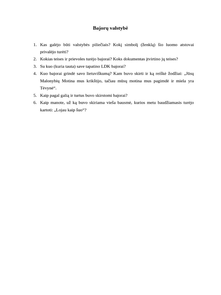 8 Kl. Bajoru Valstybe 2023-2024 | PDF