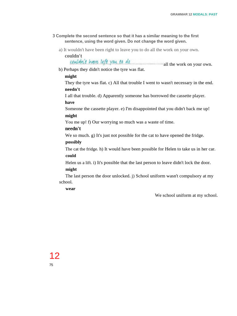Modal Perfect Exercises for Students | PDF