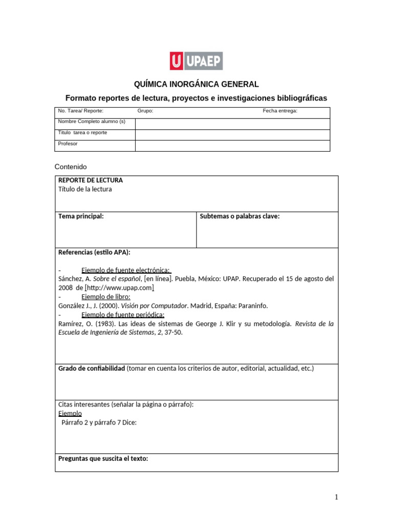 Formato Reporte+de+Lecturas Inorg | PDF