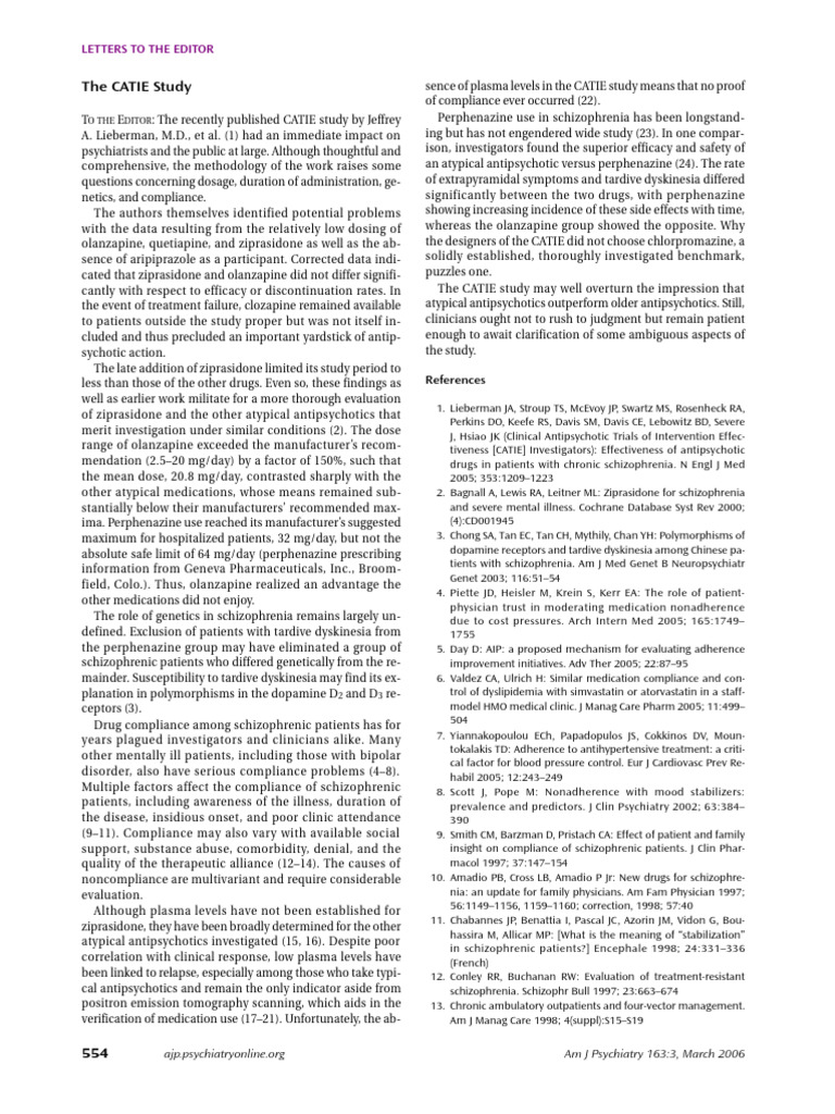 Teich 2006 The Catie Study | PDF | Antipsychotic | Atypical Antipsychotic