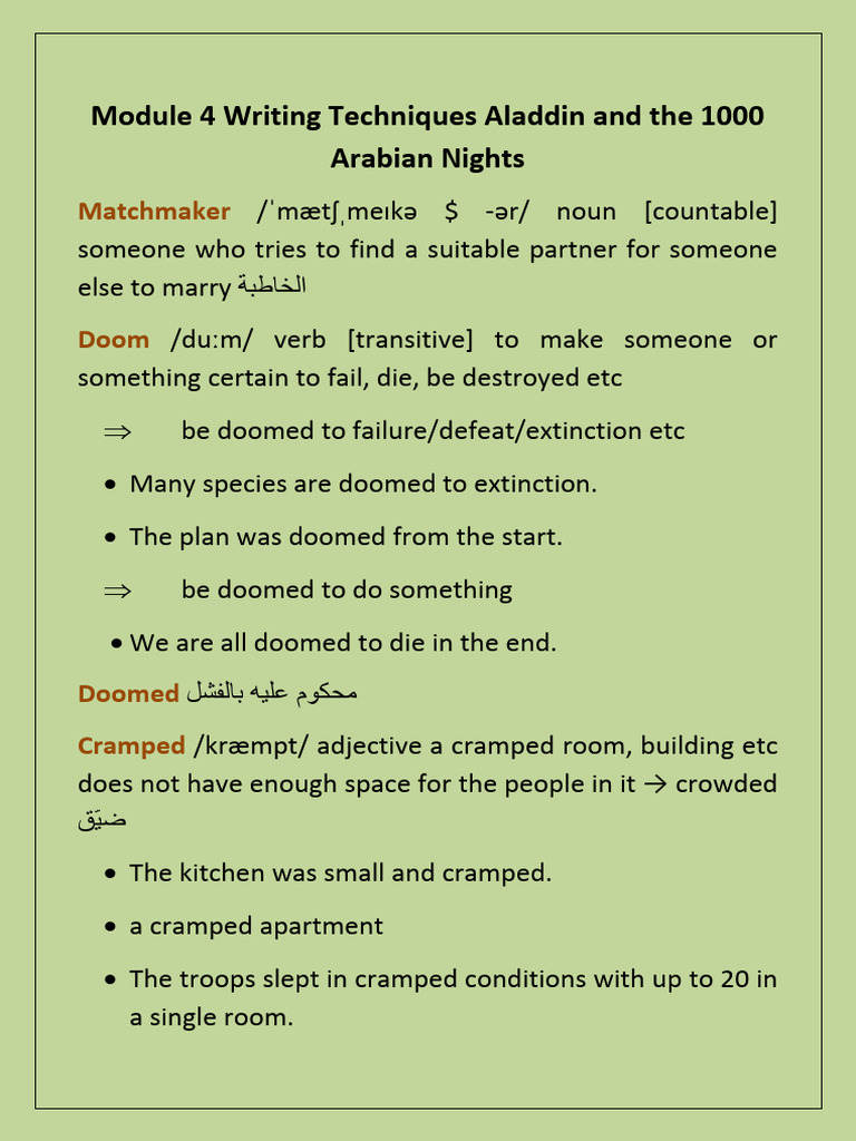 Module 4 Writing Techniques Aladdin and The 1000 Arabian Nights | PDF ...