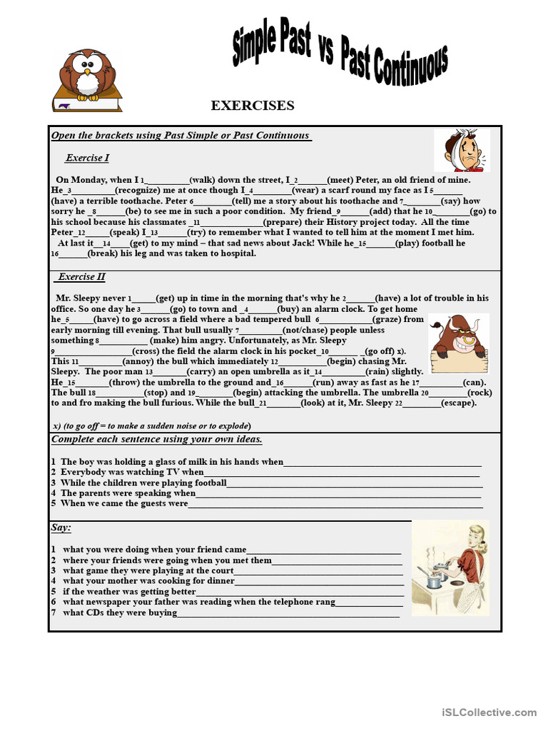 Past Simple Vs Past Continuous (Exercises) | PDF