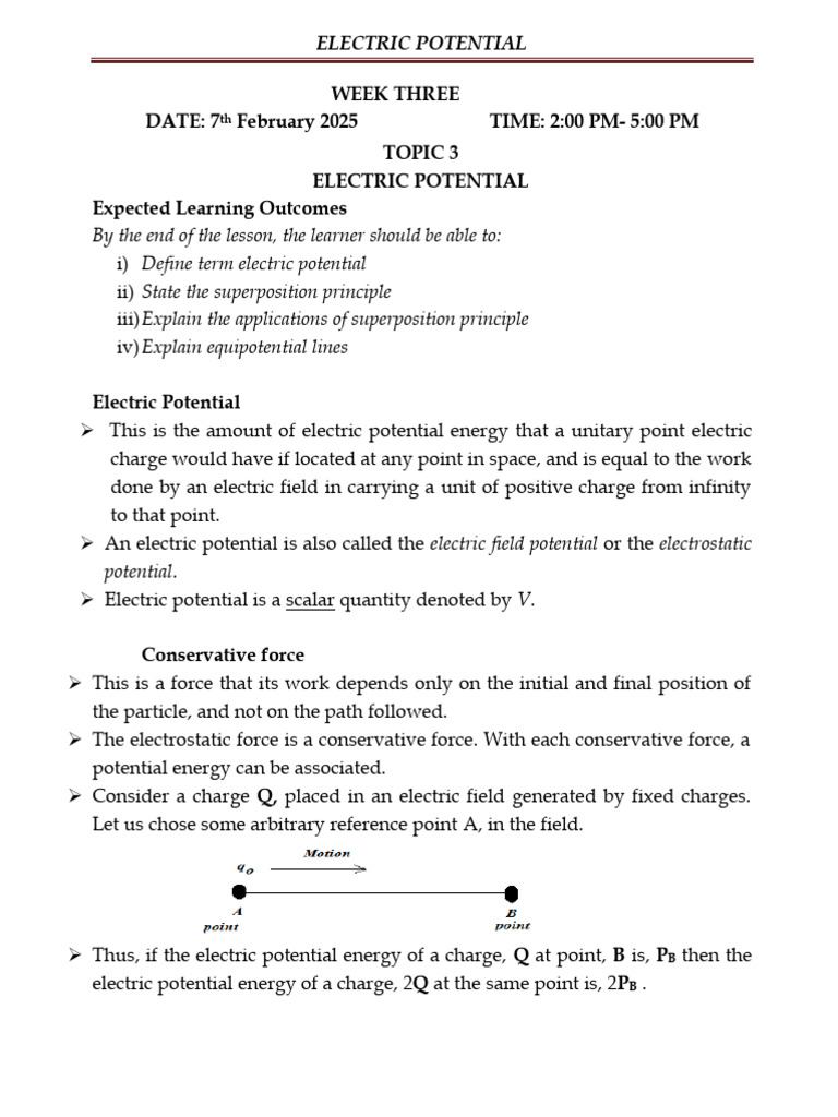 Lesson 3 Electric Potential | PDF | Electric Field | Potential Energy