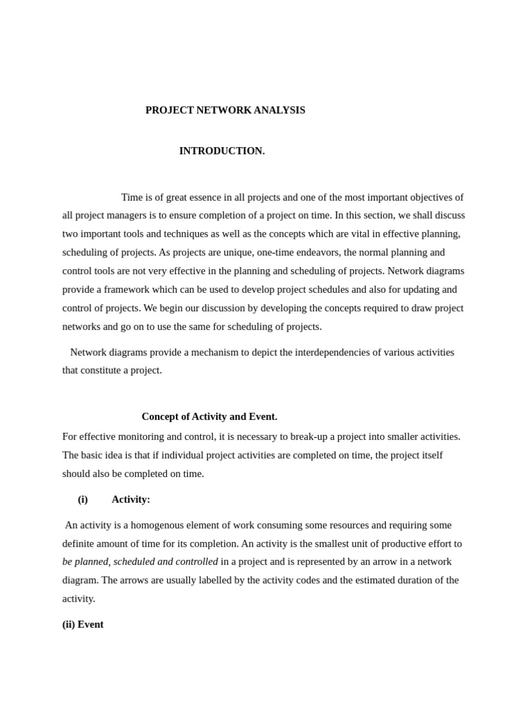 PROJECT NETWORK ANALYSIS (CPM and PERT | PDF