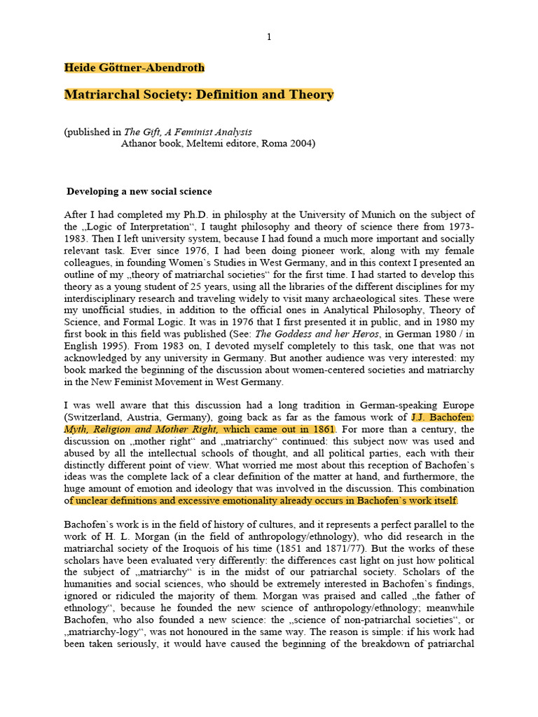 Defining Matriarchal Societies | PDF | Matriarchy | Reincarnation