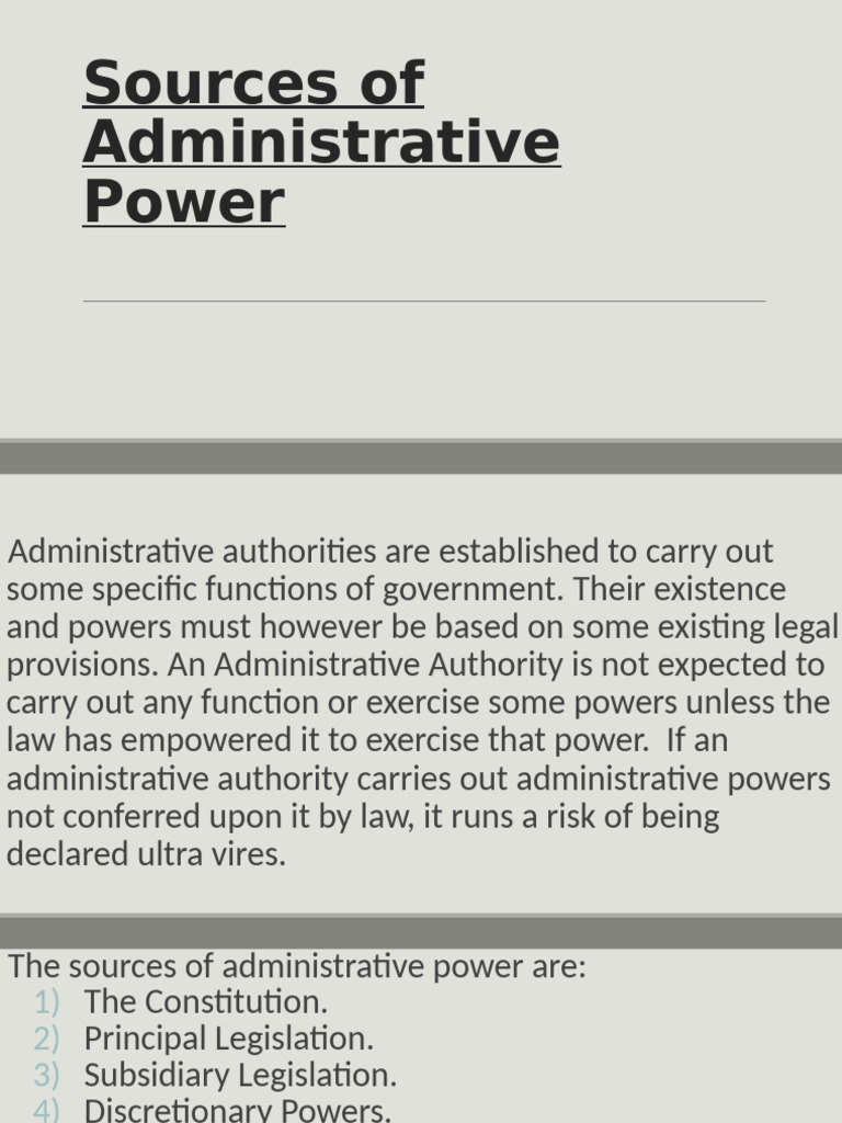 Sources of Administrative Power Explained | PDF | Bill (Law) | Governance